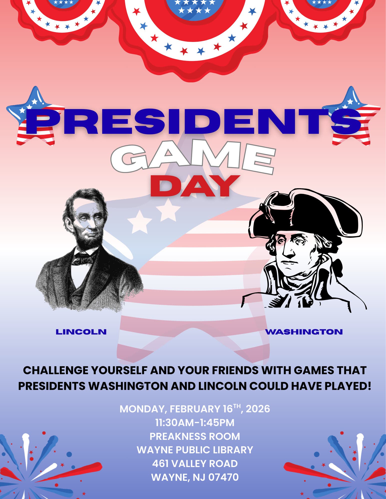 Feb 16 | Presidents' "Game" Day | Wayne, NJ Patch