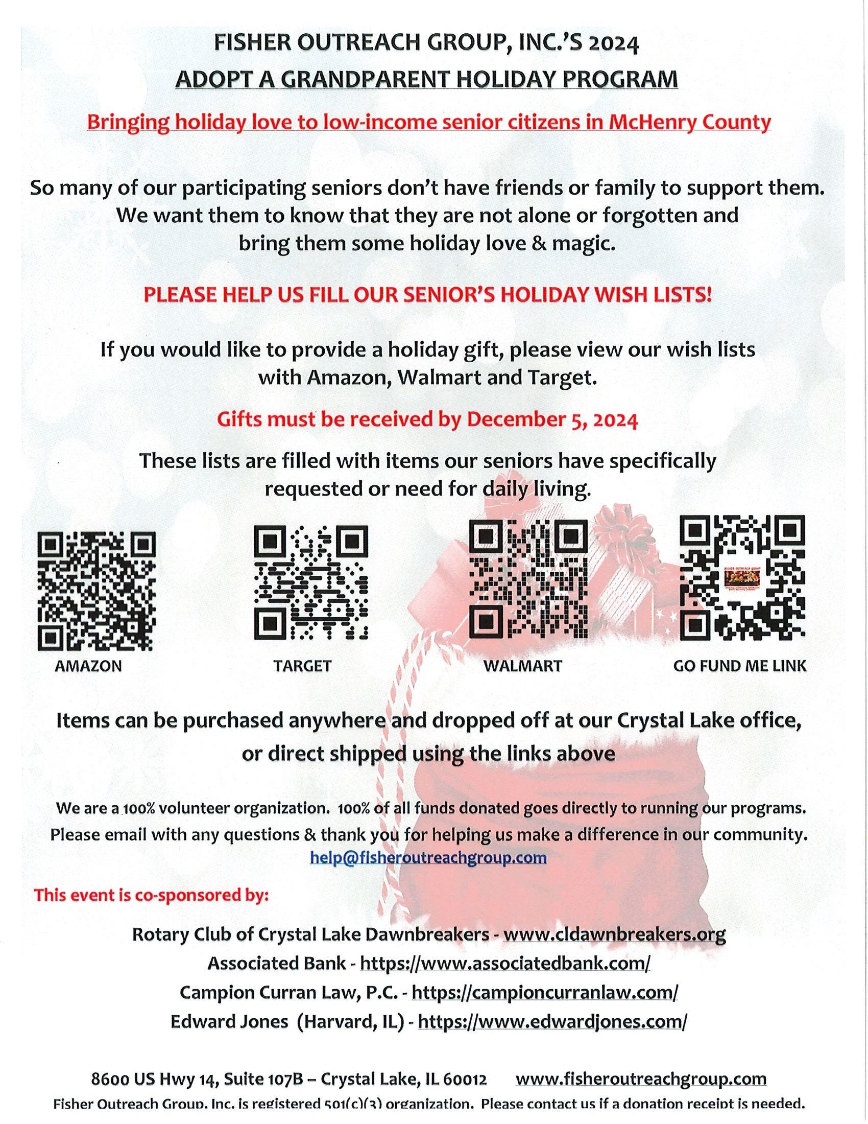 Nov 27 | Adopt A Grandparent Holiday Program 2024 | Crystal Lake, IL Patch