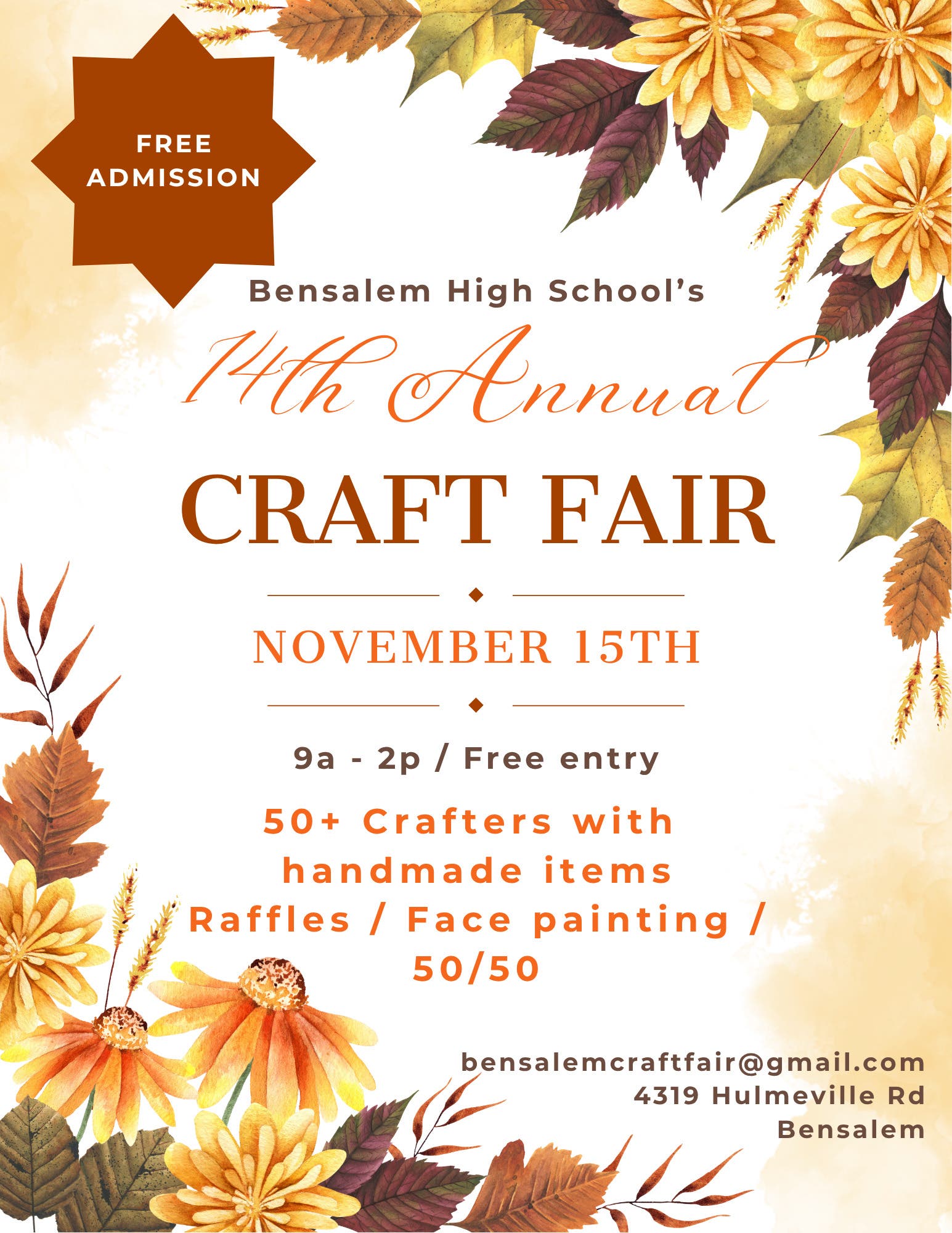 Nov 15 | Bensalem High School's 14th Annual Craft Fair | Bensalem, PA Patch