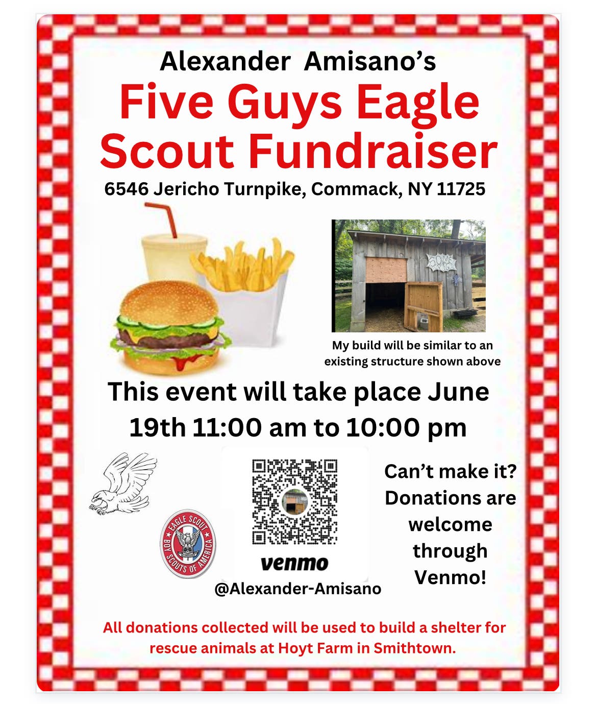 Jun 19 | Eagle Scout Project Fundraiser at Five Guys! | Commack, NY Patch