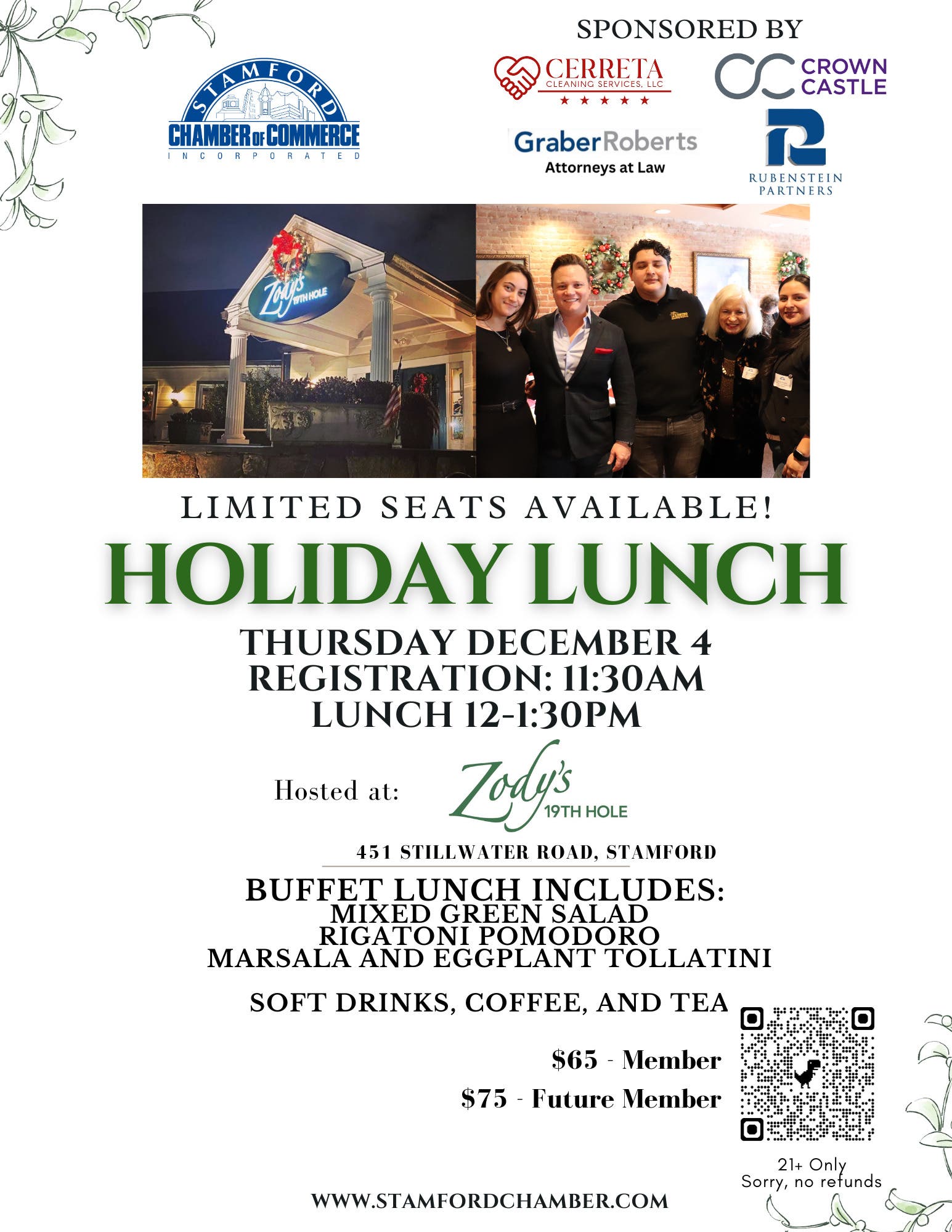 Dec 4 | Holiday Lunch at Zody's 19th Hole hosted by Stamford Chamber of ...