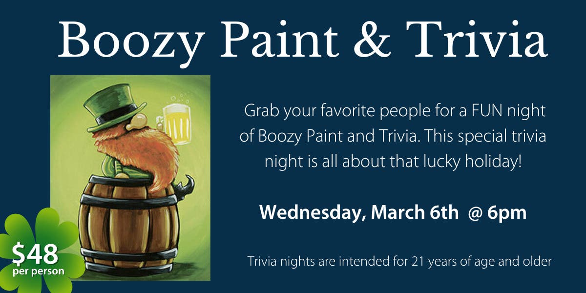 Mar 6 | Boozy Paint & Trivia | St. Patty’s Day Leprechaun | Cleveland ...