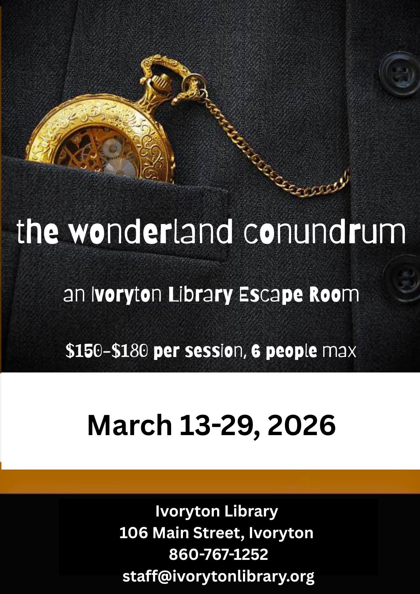 Mar 13 | Ivoryton Library "Wonderland Conundrum" Escape Room, March 13 ...