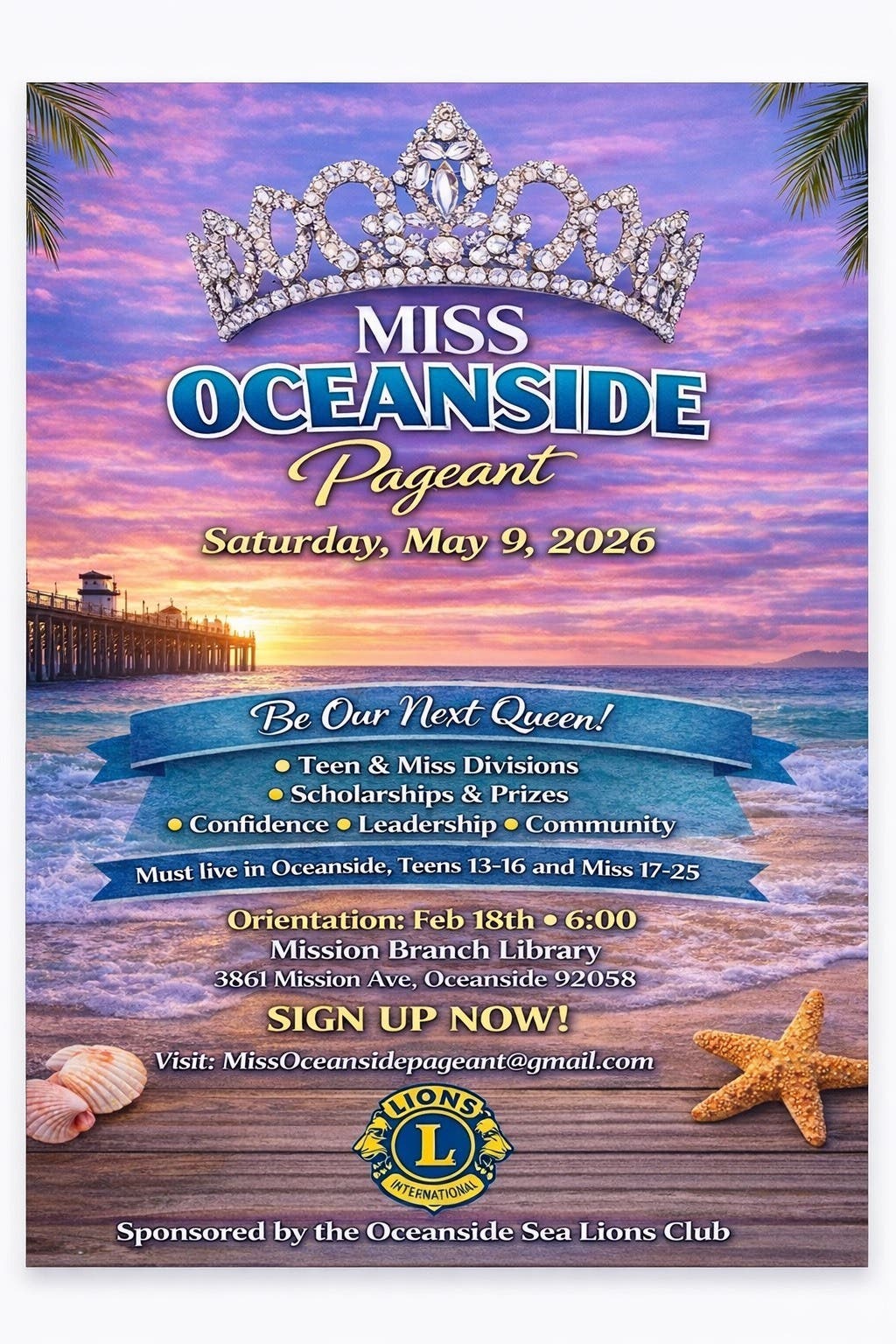 Feb 18 | 2026 Miss Oceanside Pageant Orientation | Oceanside, CA Patch