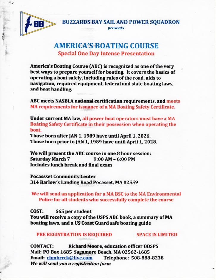 Mar 7 | Buzzards Bay Sail & Power Squadron Presents USPS America's ...