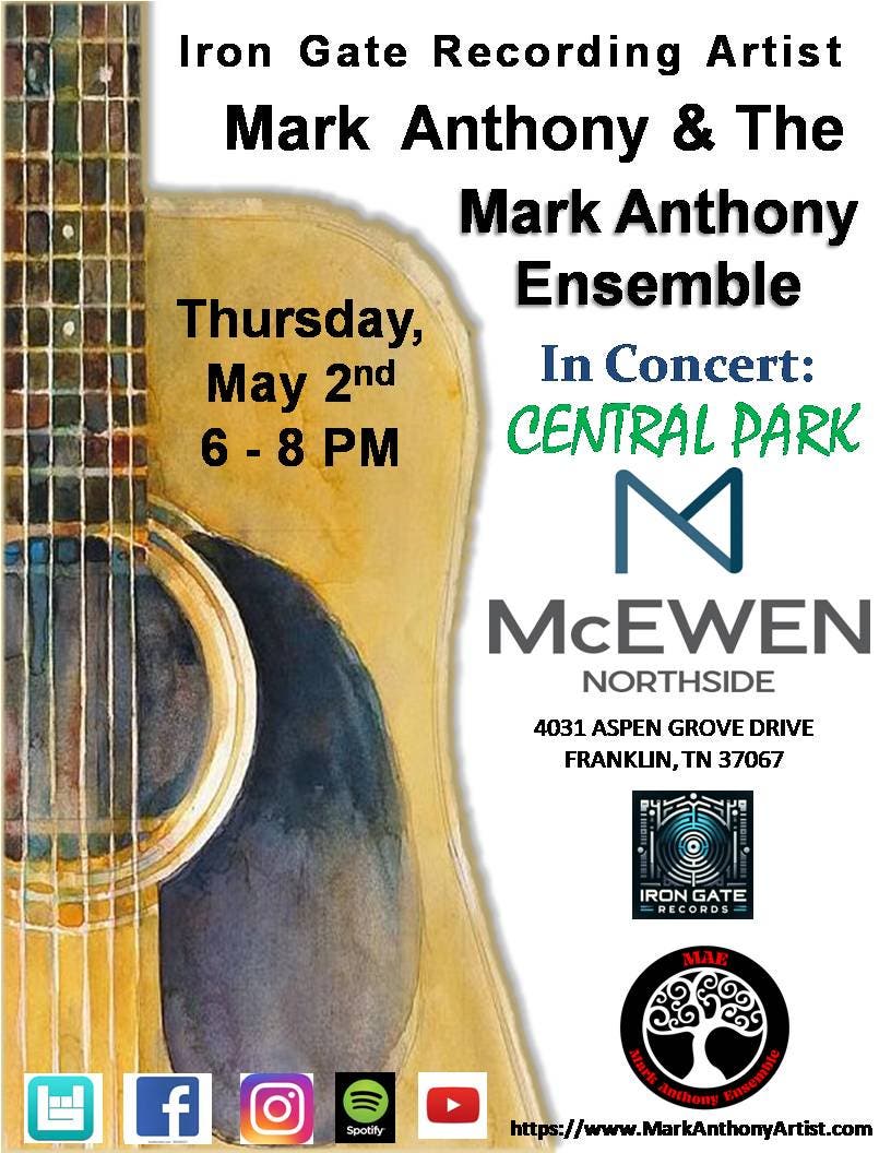 May 2 | Mark Anthony & The Mark Anthony Ensemble @ McEwen Northside ...