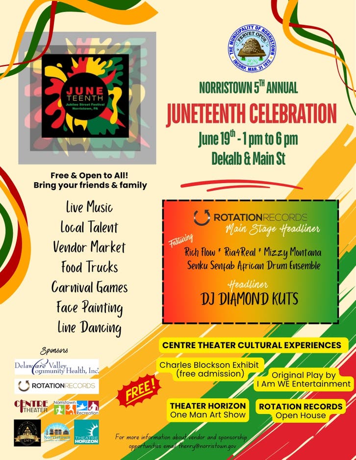 Jun 19 | 5th Annual Juneteenth Jubilee Street Festival | Norristown, PA ...