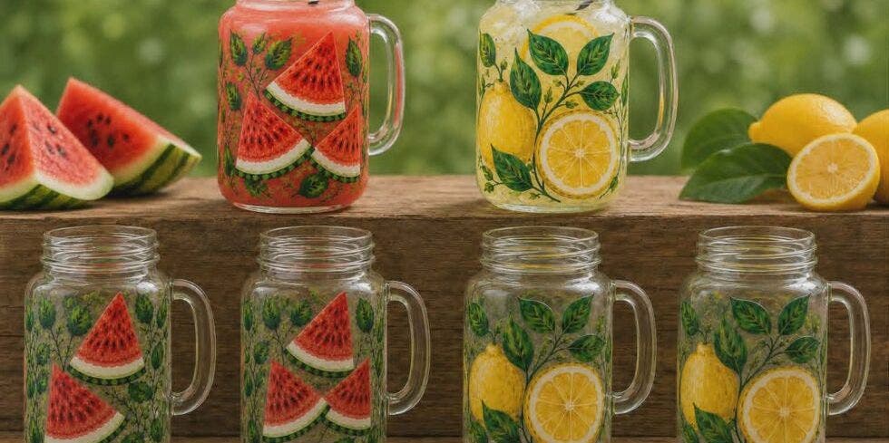 Jul 26 | 🍉 Summer Sips Mason Jar Painting Class! – Glass Art 🍋 ...