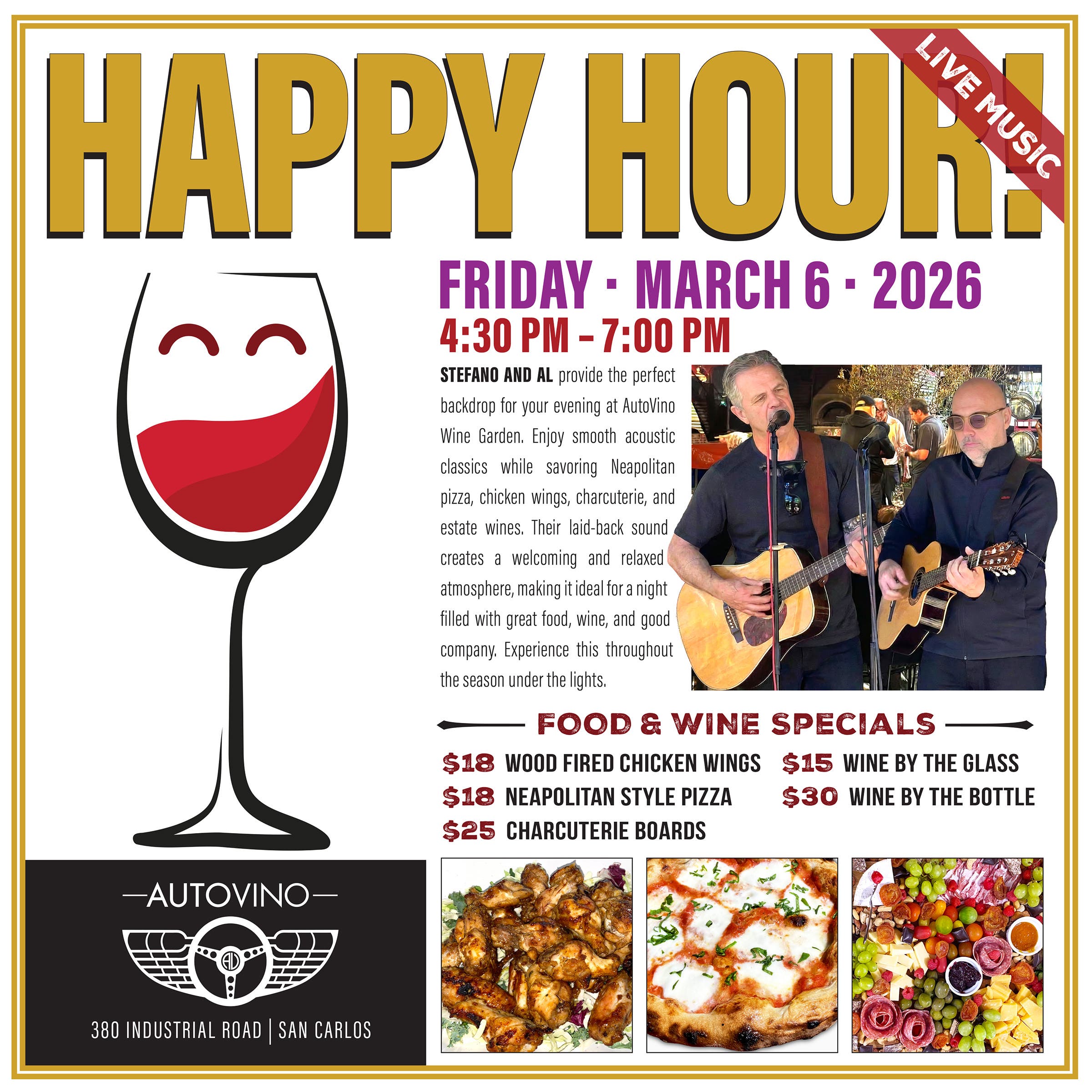 Mar 6 | Friday Night Happy Hour at AutoVino | San Mateo, CA Patch