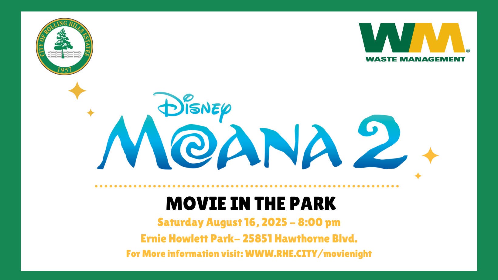 Aug 16 | Summer Movie Night in the Park- Moana 2 | Palos Verdes, CA Patch