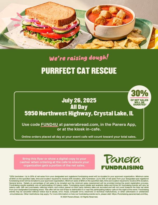 Jul 26 | Purrfect Cat Rescue’s Chow & Meow at Panera Bread | Crystal ...