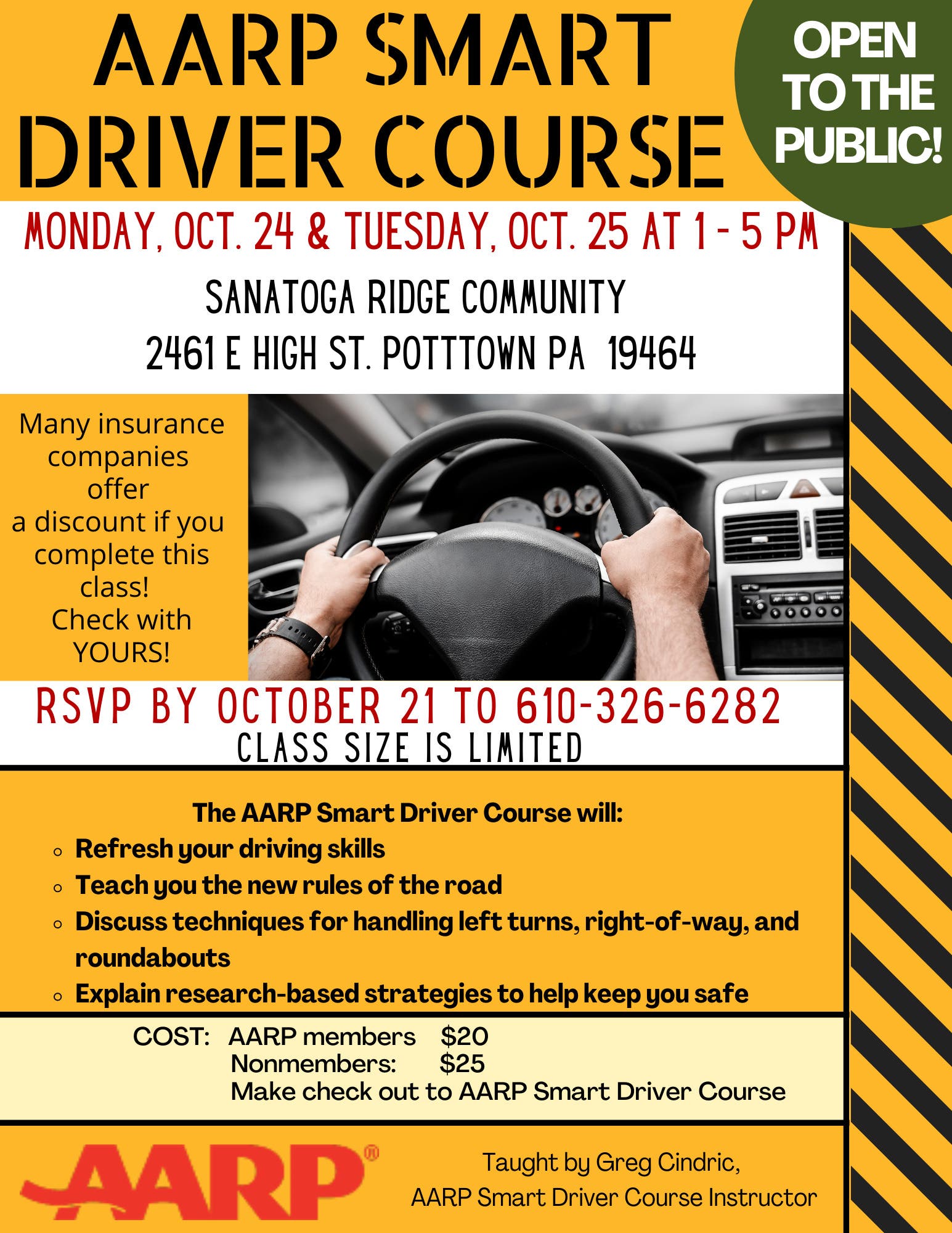 Oct 24 AARP Smart Driver Course For Seniors Pottstown PA Patch