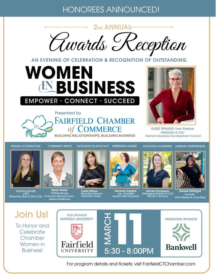 Mar 10 | 2nd Annual Women in Business Awards Reception | Fairfield, CT ...