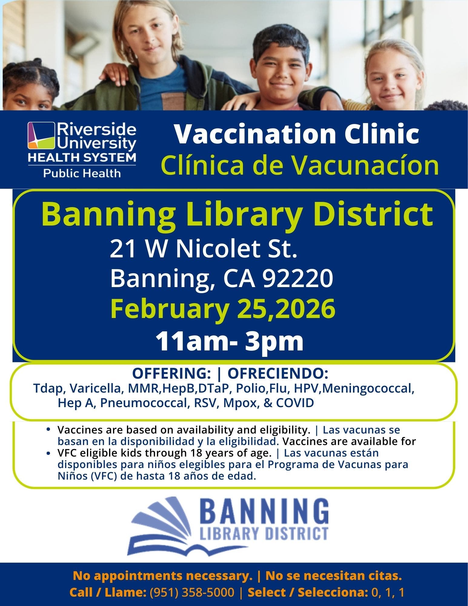 Feb 25 | Mobile Vaccination Clinic at Banning Library District ...