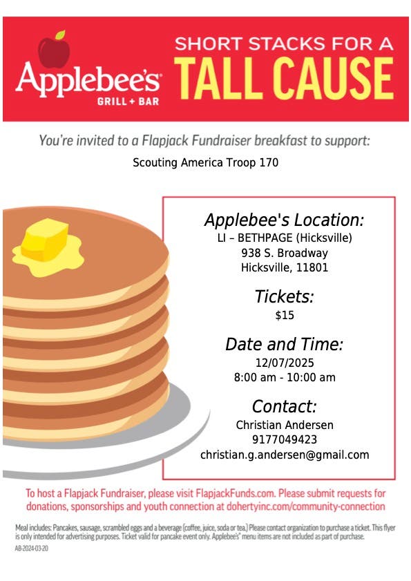 Dec 7 | Scouting America Troop 170 Flapjack Winter Fundraiser | Syosset ...
