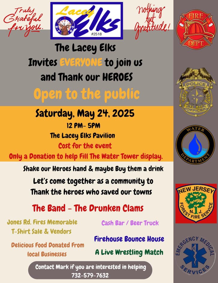 May 24 | Thank our Hero's at the Lacey Elks | Lacey, NJ Patch
