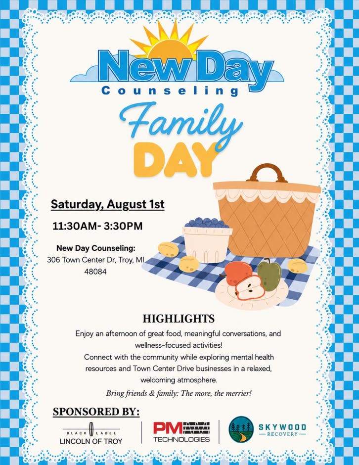 Aug 1 | New Day Counseling "Family Fun Day" | Troy, MI Patch
