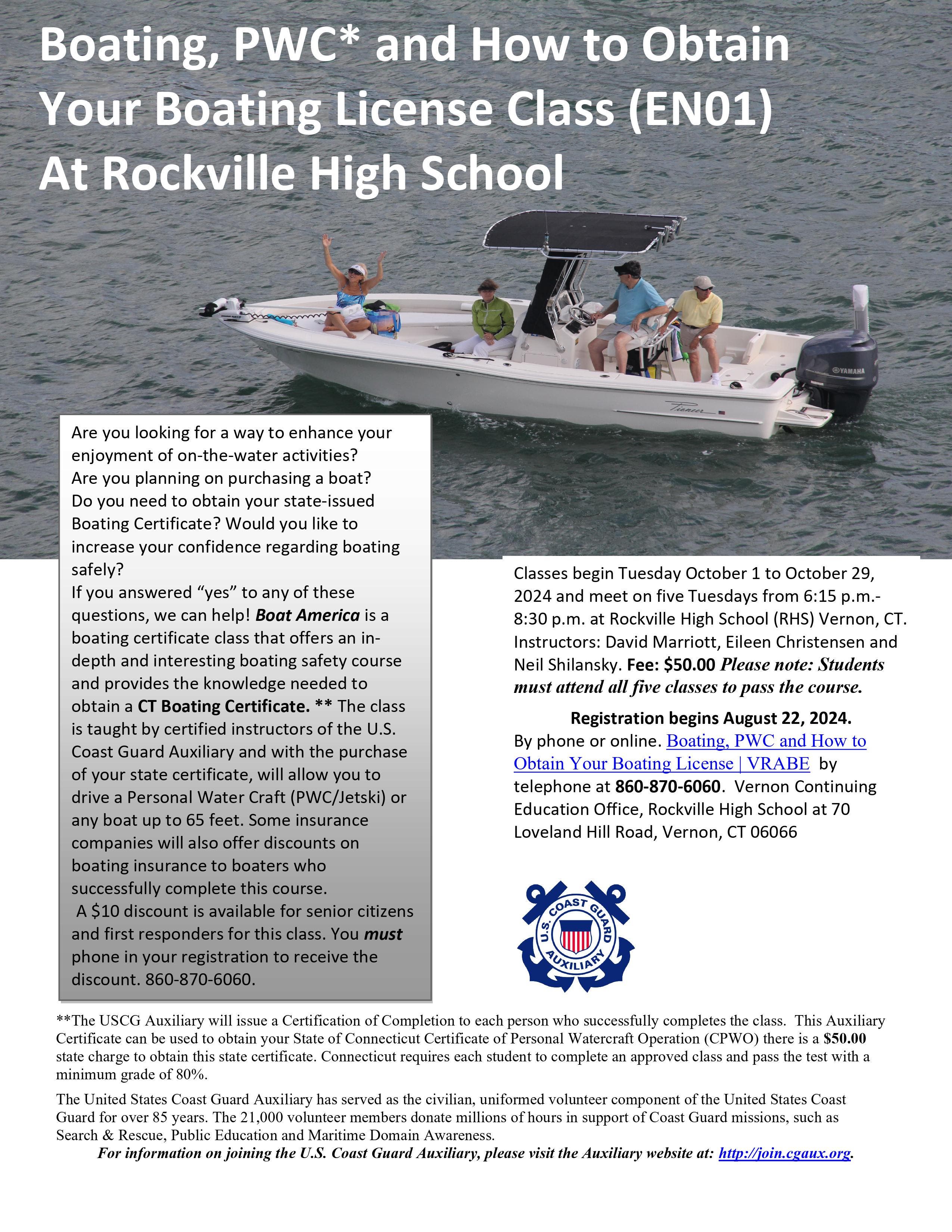 Oct 1 | Boating, PWC, and How To Obtain Your Boating License Class ...