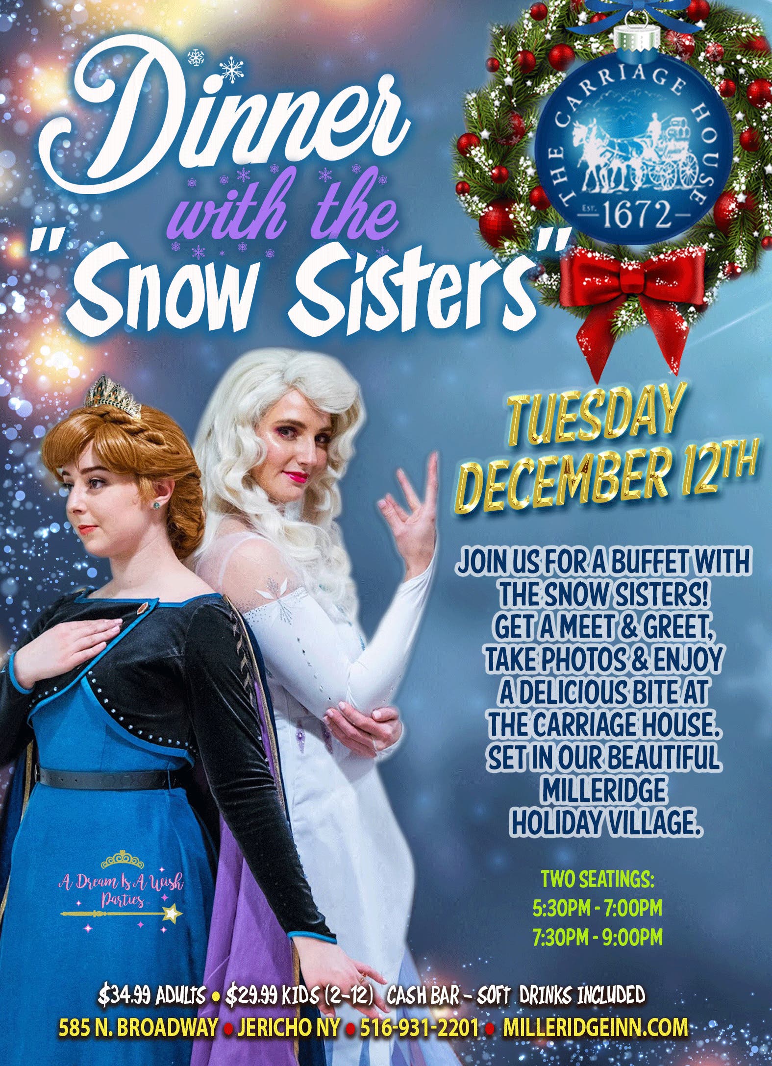 Dec 12 | Dinner with the Snow Sisters | Syosset, NY Patch