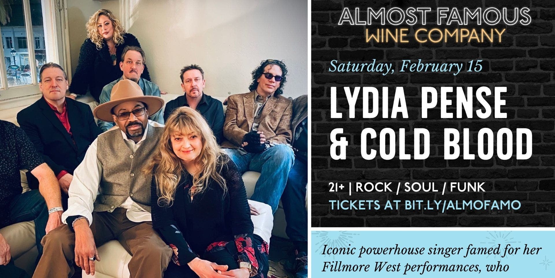 Feb 15 | Lydia Pense & Cold Blood: iconic singer famed for Fillmore ...
