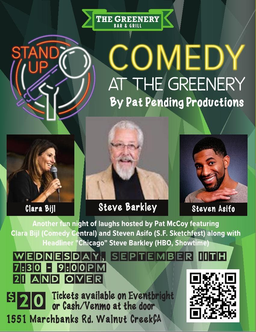 Sep 11 | Comedy Night at The Greenery | Walnut Creek, CA Patch