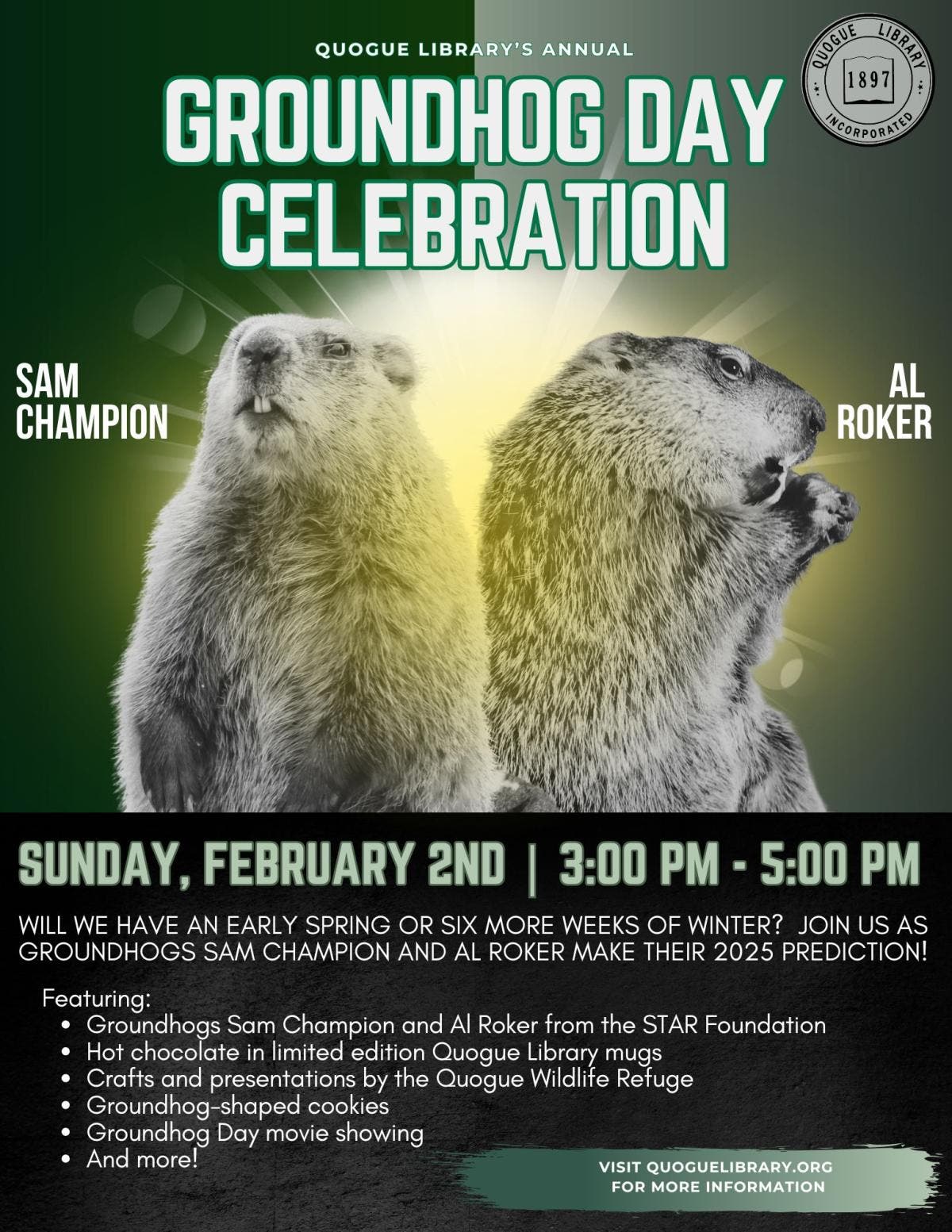 Feb 2 | Quogue Library Annual Groundhog Day Celebration | Southampton ...