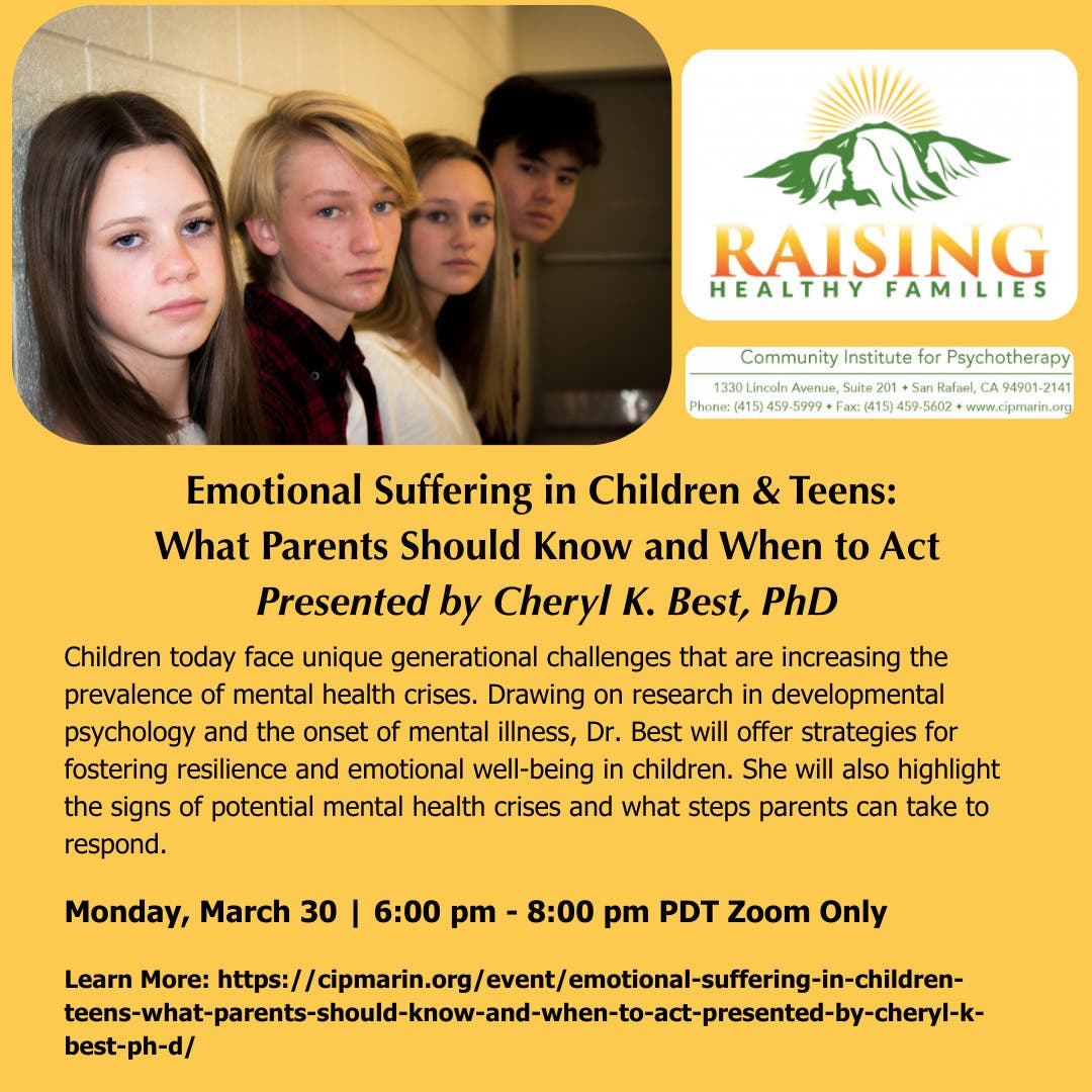 Mar 30 | Emotional Suffering in Children & Teens: What Parents Should ...