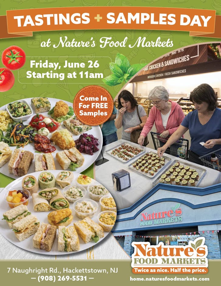 Jun 26 | TASTINGS + SAMPLES DAY at NATURE'S FOOD MARKETS | Hackettstown ...
