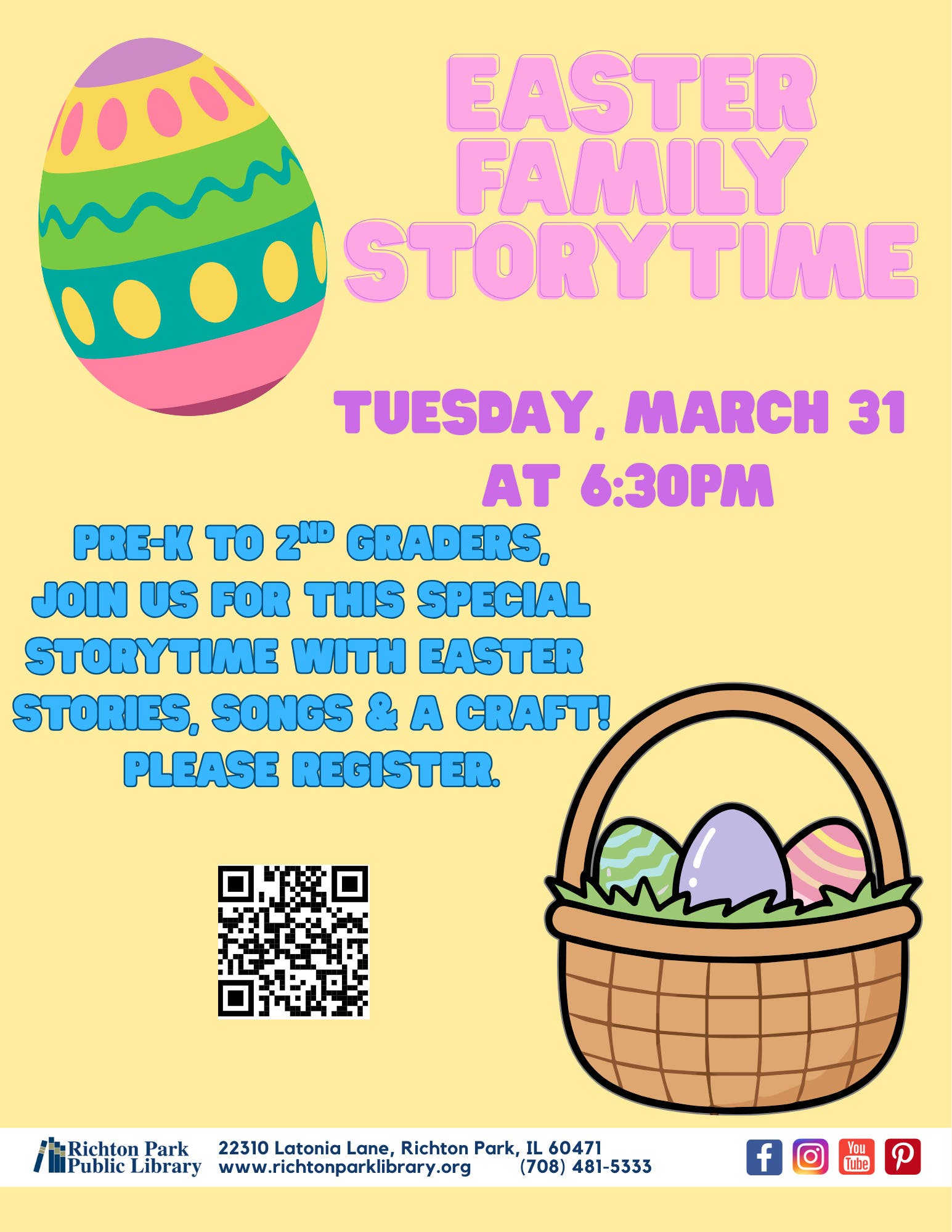 Mar 31 | Easter Family Storytime (PreK-Gr. 2 w/ Family, Registration ...