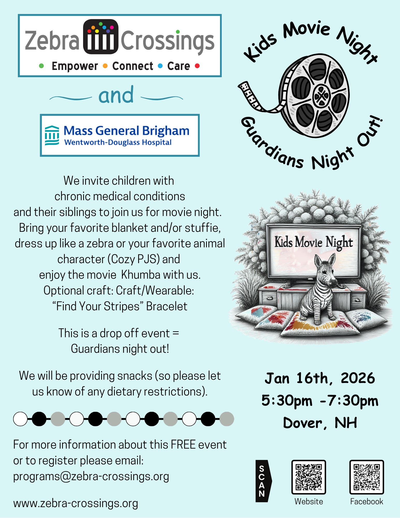 Jan 16 | Zebra Crossings' Kids Movie Night/Guardians' Night Out | Dover ...