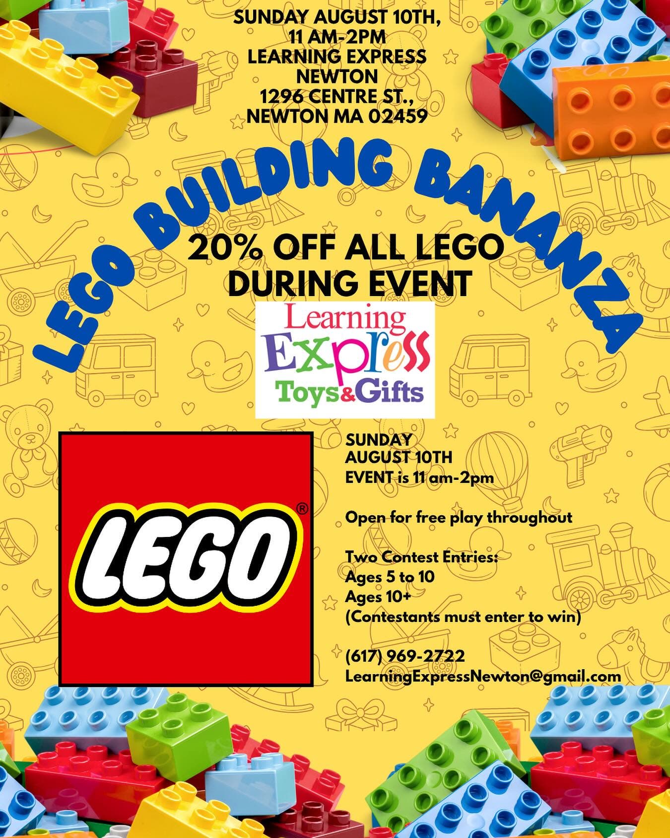 Aug 10 | Lego Bonanza Learning Express Newton! | Newton, MA Patch