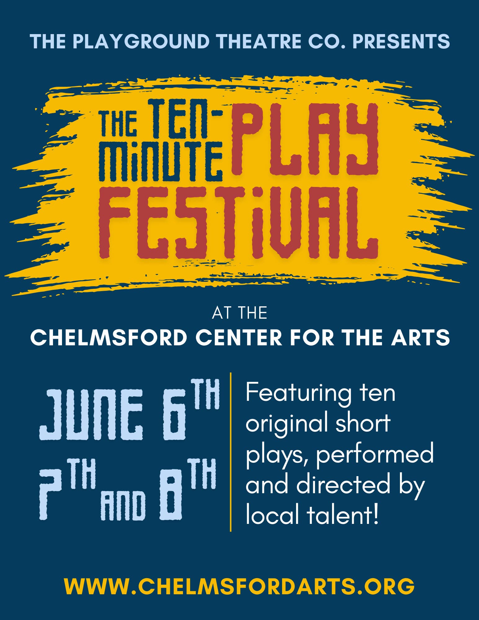 Jun 6 | Ten Minute Play Festival at the CCA (June 6th) | Chelmsford, MA ...