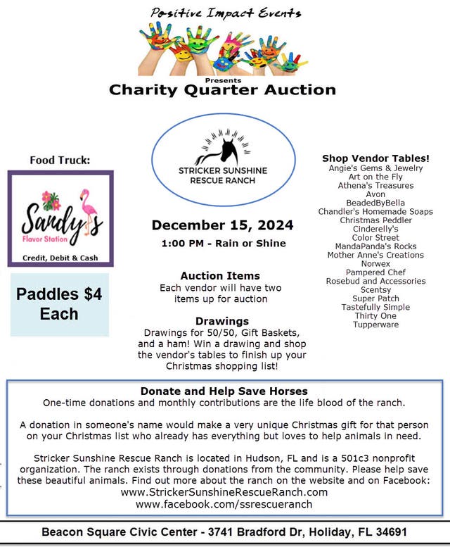 Dec 15 | Quarter Auction for Stricker Sunshine Rescue Ranch | New Port ...