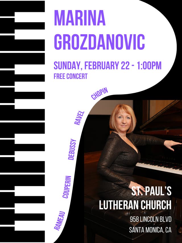 Feb 22 | Marina Grozdanovic, Pianist | Santa Monica, CA Patch