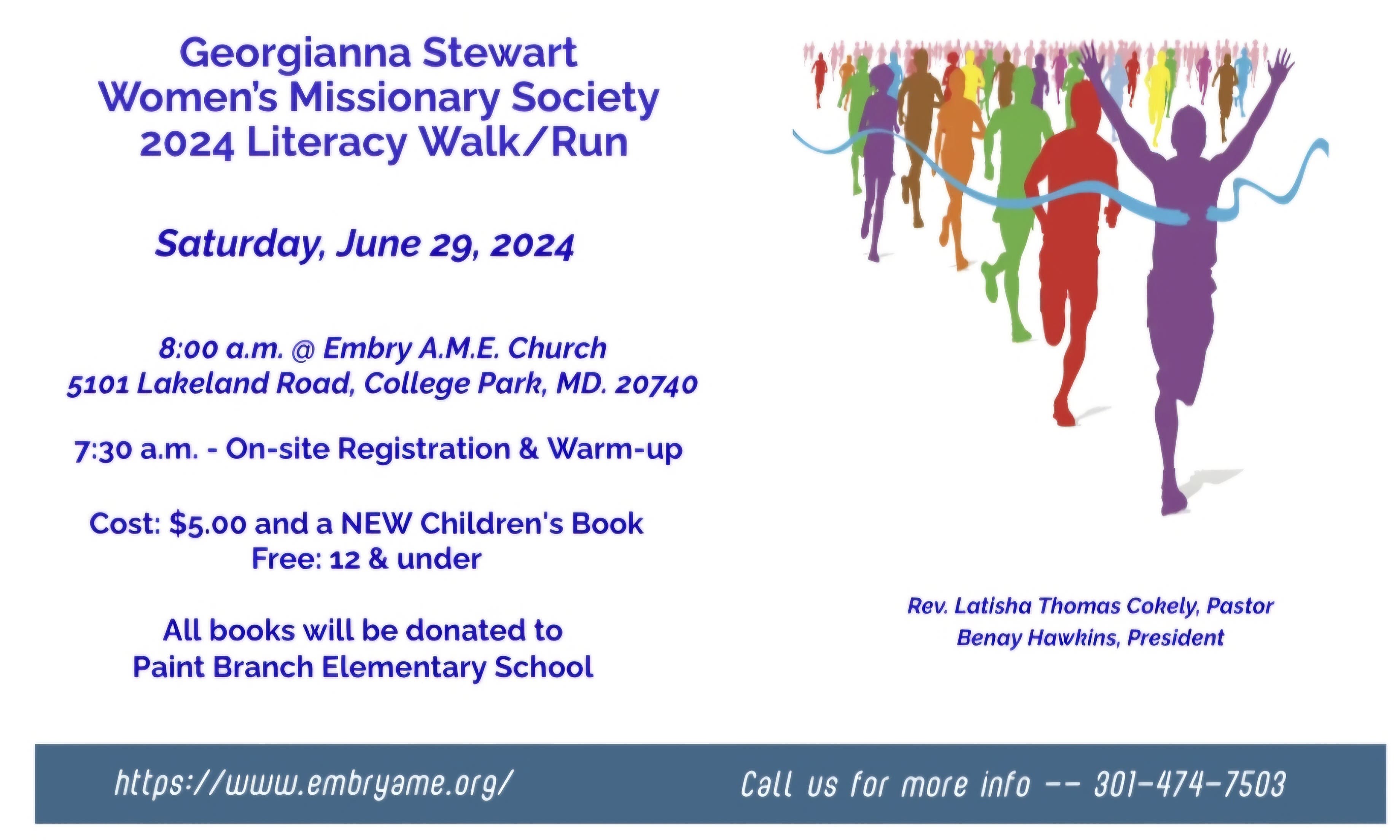 Jun 29 | Embry AME Church Literacy Walk/Run | College Park, MD Patch