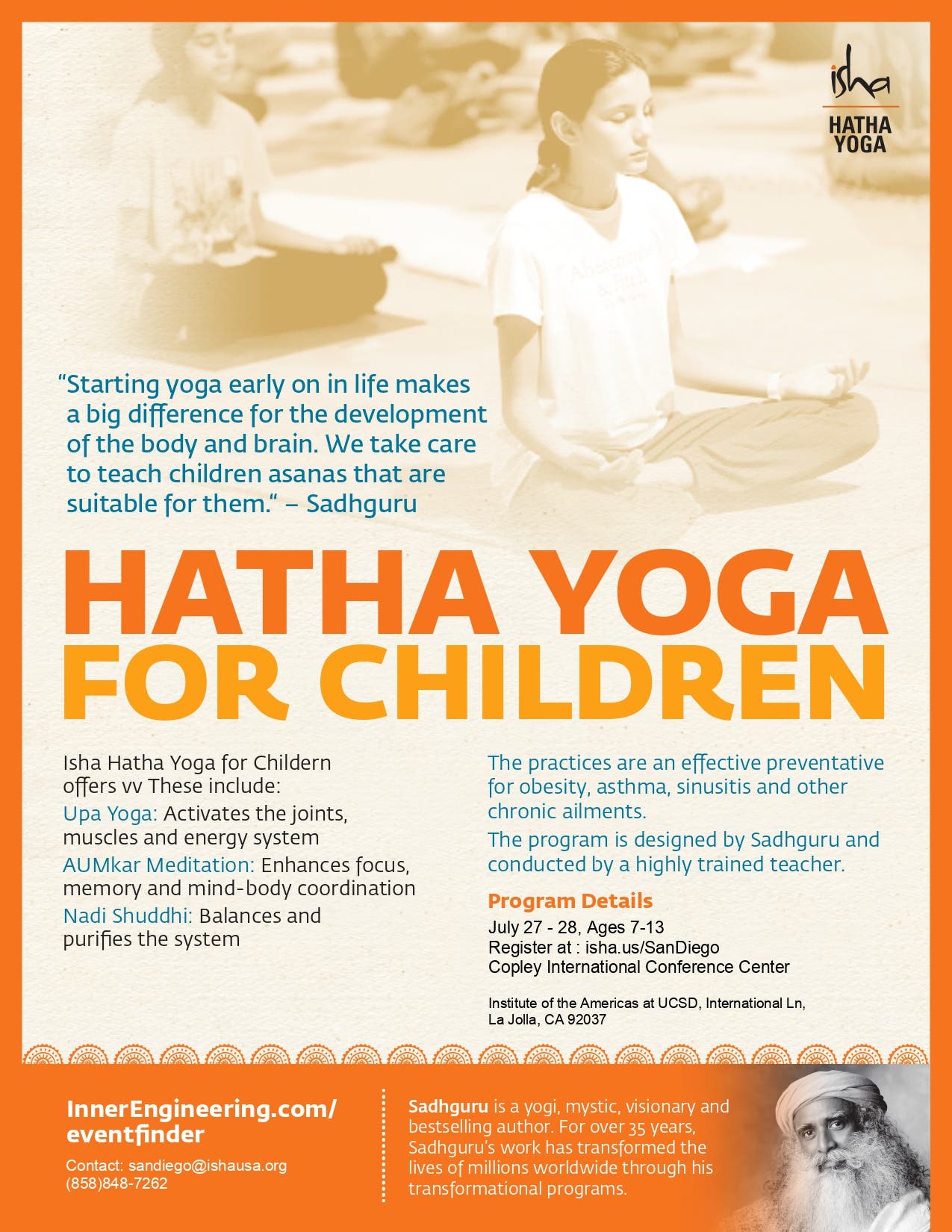 Isha Hatha Yoga for Children - San Diego - July 27-28, 2024 - San Diego ...