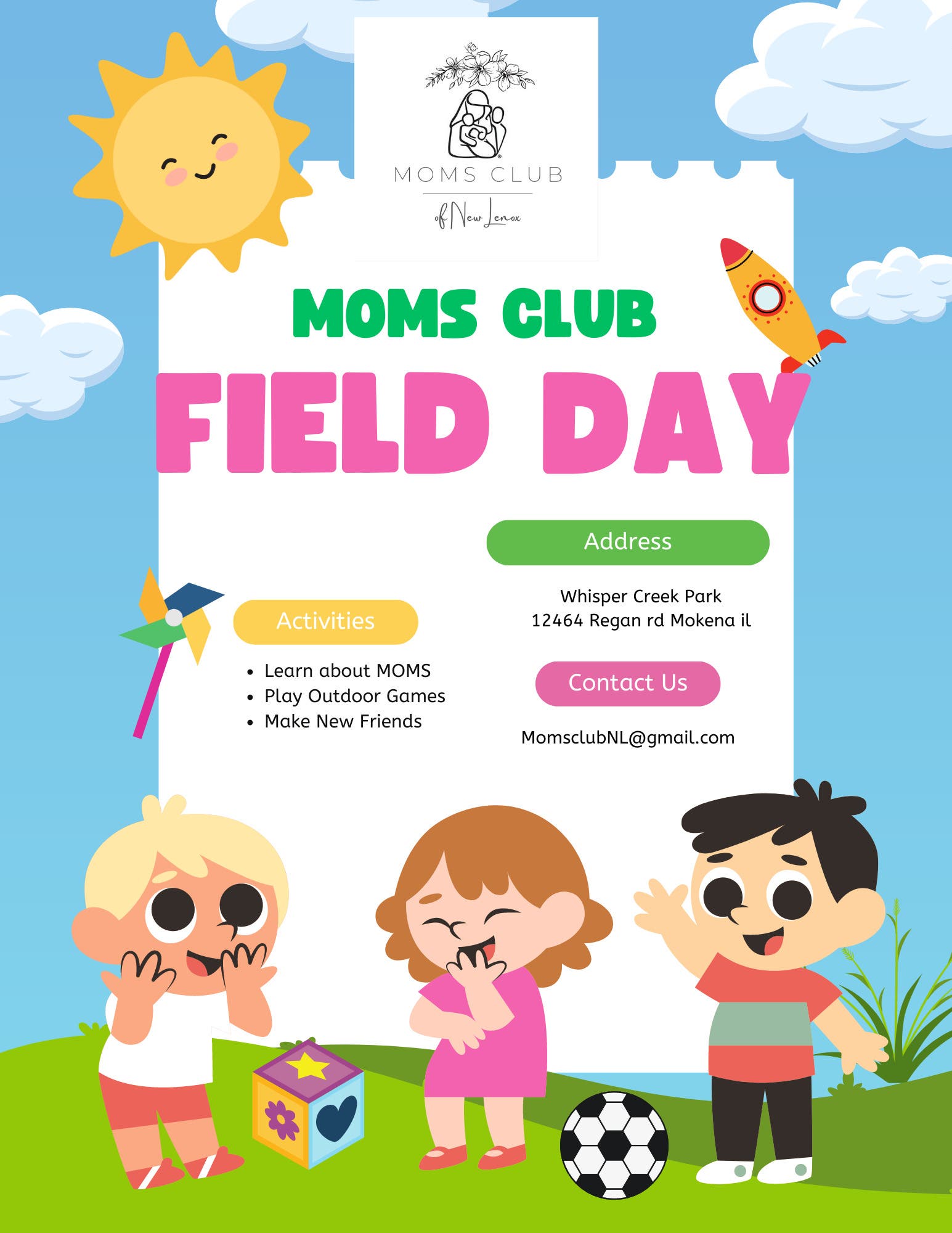 Jun 16 | MOMS Club Open house and Field Day | New Lenox, IL Patch