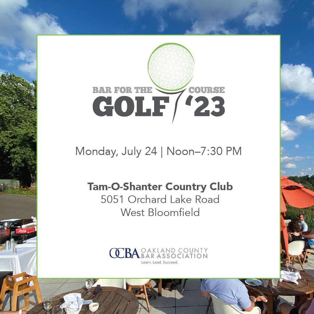 Jul 24 | OCBA 2023 Bar for the Course Golf Tournament | Bloomfield, MI ...