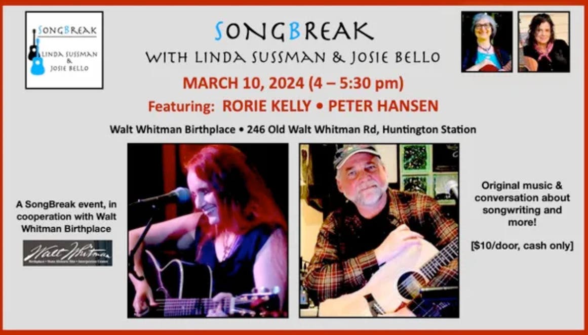 Mar 10 | SongBreak with Linda Sussman & Josie Bello featuring singer ...