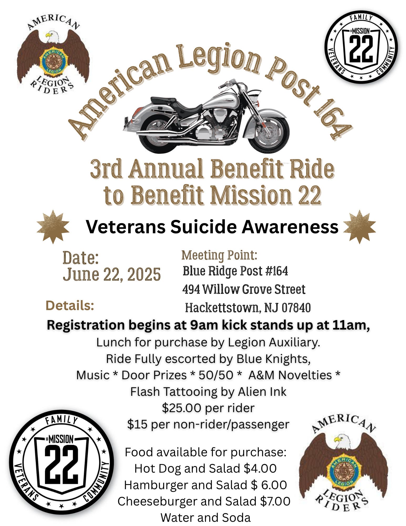 Jun 22 | American Legion Post 164 - 3rd Annual Benefit Ride to Benefit ...