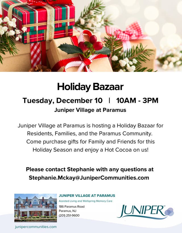 Dec 10 | Holiday Bazaar Event at Juniper Village Paramus | Paramus, NJ ...