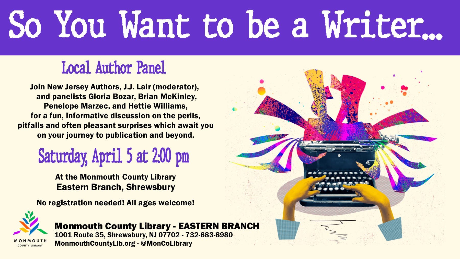 Apr 5 | So You Want to Be a Writer... Local Author Panel | Red Bank, NJ ...