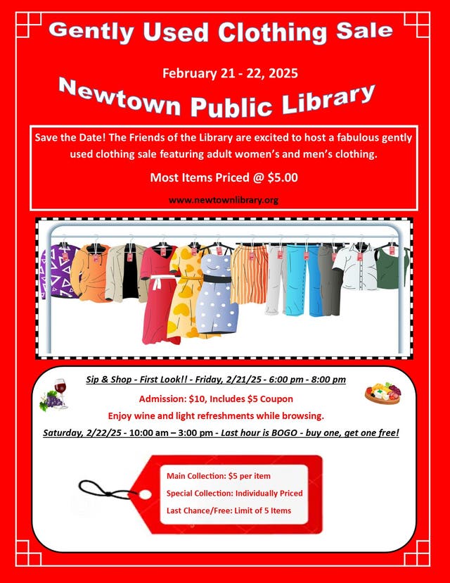 Feb 22 | Gently Used Clothing Sale @ Newtown Public Library! | Marple ...