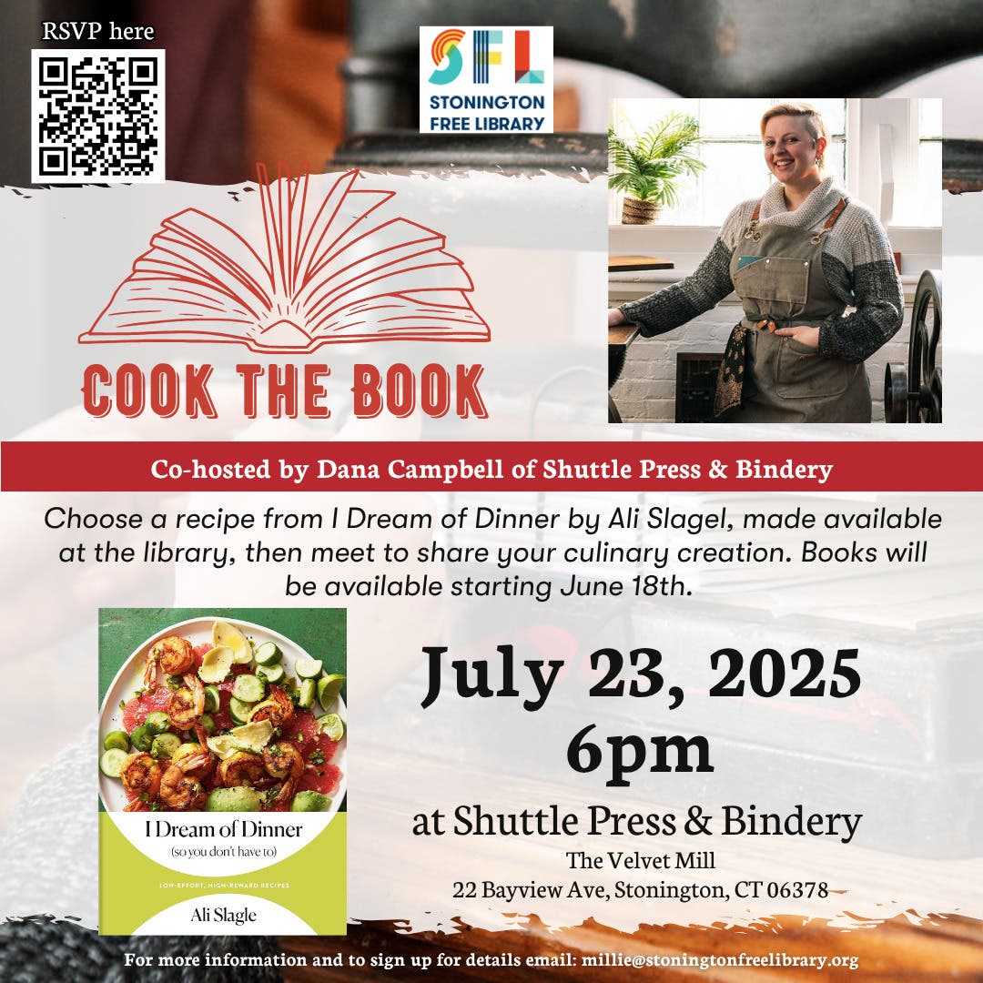 Jul 23 | Cook the Book at Shuttle Press & Bindery | Stonington, CT Patch