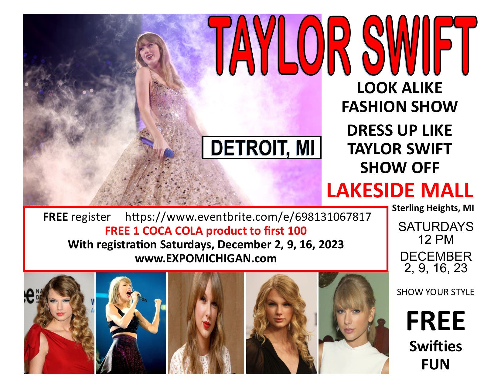 Dec 2 | TAYLOR SWIFT Look Alike Fashion Show. FREE at Lakeside Mall ...