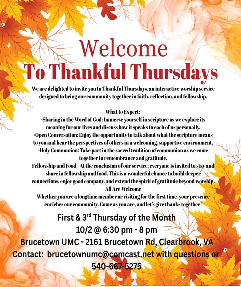 Oct 2 | Thankful Thursdays | Winchester, VA Patch