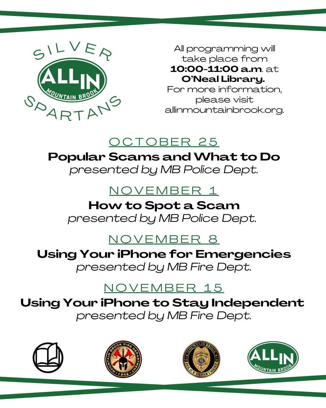 Nov 1 | ALL IN Mountain Brook: Silver Spartans - "How to Spot a Scam ...