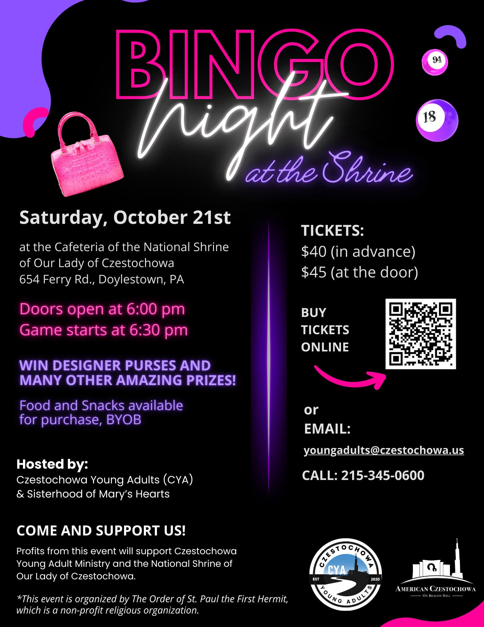 Oct 21 | Designer Bag Bingo (and other prizes!) | Doylestown, PA Patch