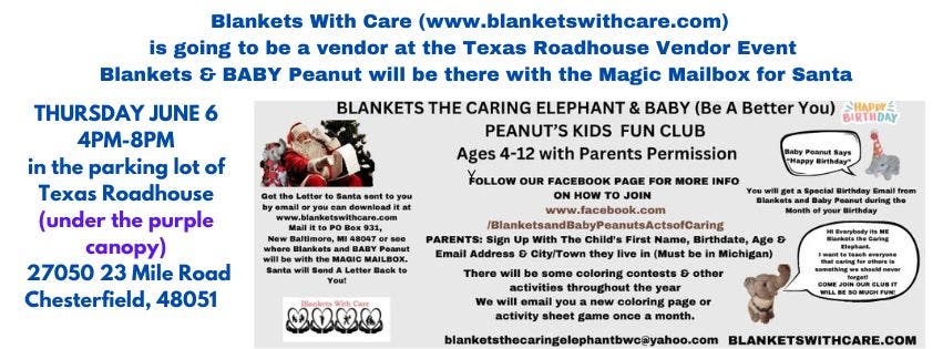 Jun 6 | Blankets With Care has a booth at the Texas Roadhouse ...