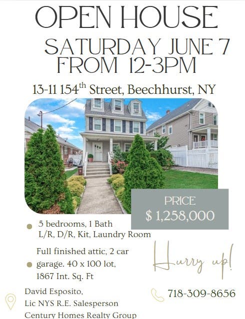 Jun 7 | Open House Saturday Beechhurst, Queens | Bayside, NY Patch